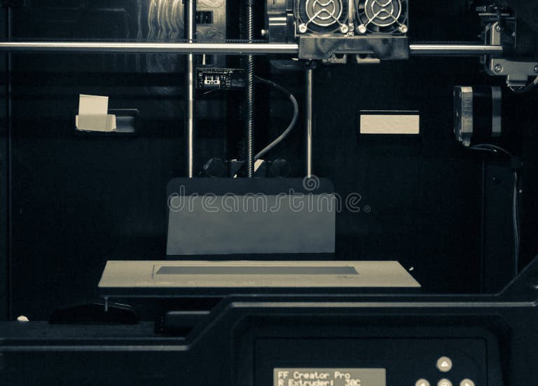 Empty 3d Front Printer Inside. Blue Backlight Stock Photo - Image of ...