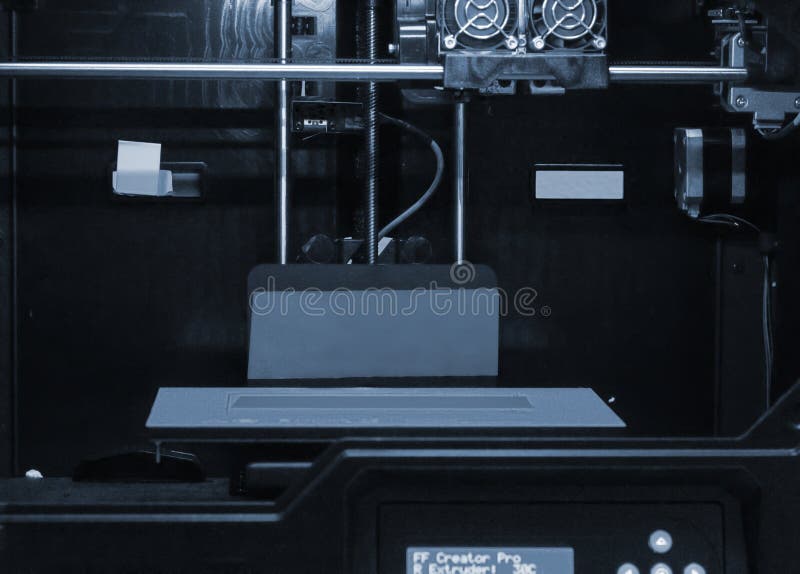 Empty 3d Front Printer Inside. Blue Backlight Stock Photo - Image of ...