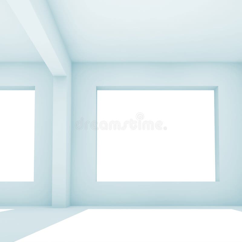 Empty 3d White Room, Front View Stock Illustration - Illustration of ...