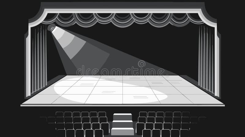 Empty Dance Stage Illuminated by a Single Spotlight, Minimalist ...