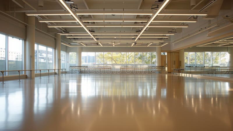 Empty Dance Studio with Large Windows Stock Image - Image of city ...