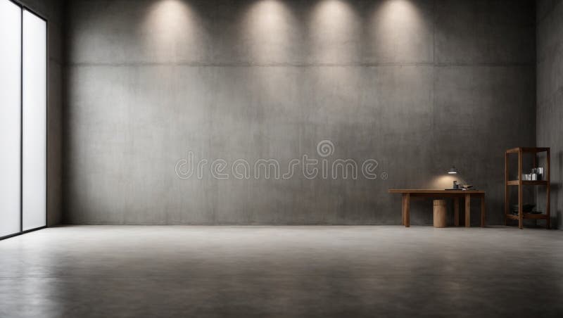 Empty Dark Abstract Cement Wall and Studio Room with Smoke Float Up ...