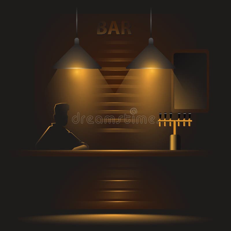 Empty Dark Bar Vector Illustration Stock Illustration - Illustration of ...