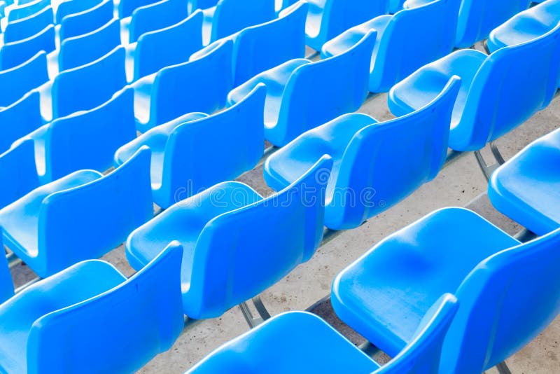 Empty Dark Blue Chairs at the Football Stadium Stock Image - Image of ...
