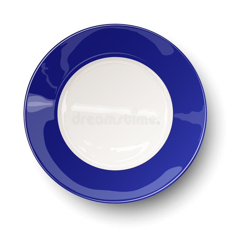 Empty Blue Plate Isolated on White Background Stock Vector ...