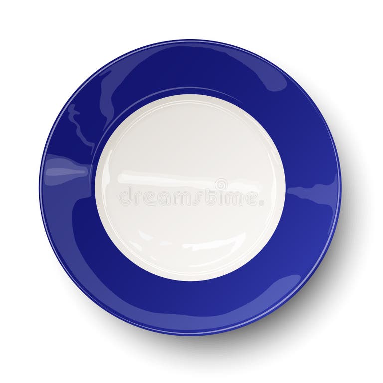Empty Dark Blue Plate Isolated on White Stock Vector - Illustration of ...