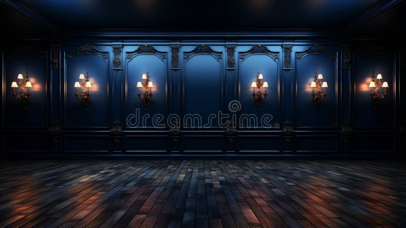 A Empty Dark Blue Room Picture Close Up Stock Illustration ...