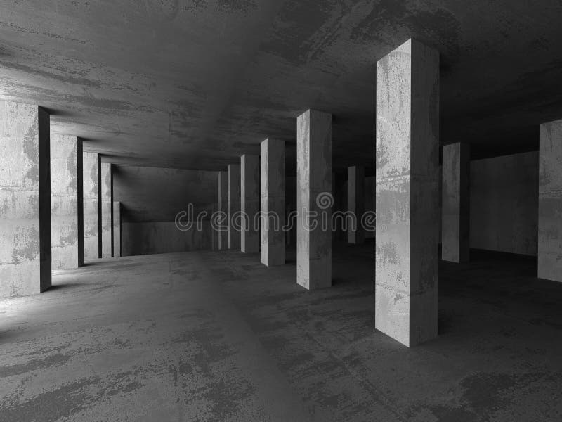 Empty Dark Concrete Room Interior. Abstract Urban Architecture Stock ...