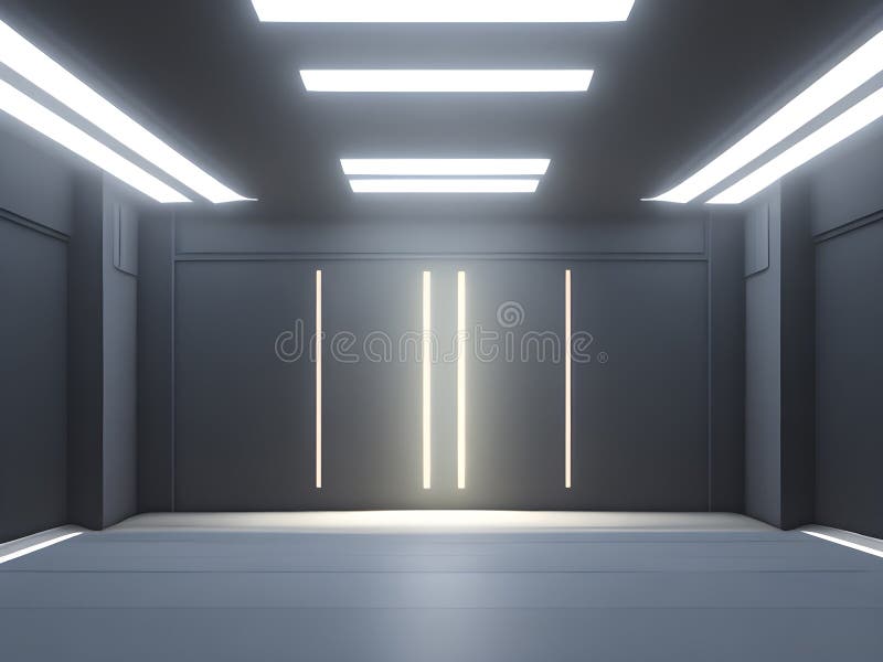 Empty Dark Futuristic Sci Fi Hall Room or Studio. Generative Ai Stock ...