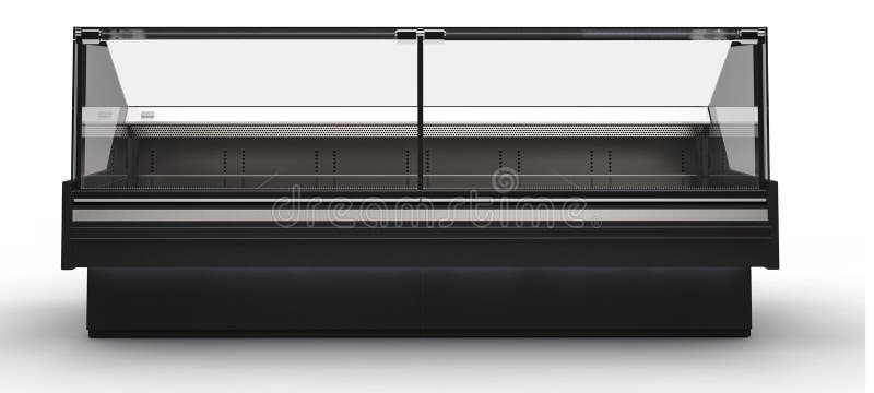 Empty Dark Grey Showcase Front View. 3d Illustration. Stock ...