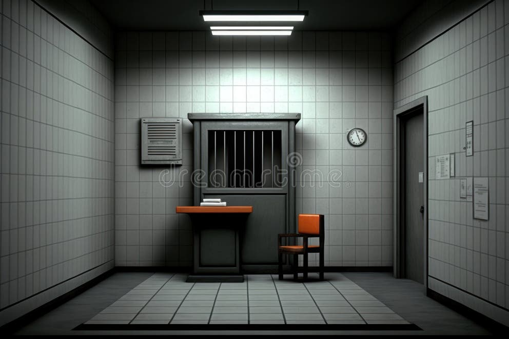Empty Dark Interrogation Room. Generative AI Stock Illustration ...
