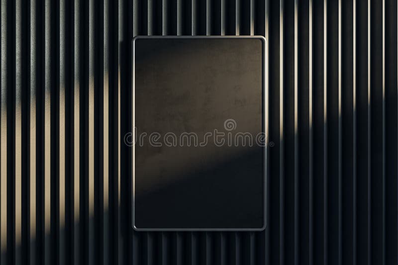 Empty Dark Metal Linear Wall with Clean Black Mock Up Banner. Gallery ...