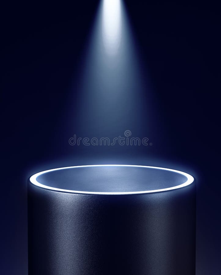 Empty Dark Pedestal Illuminated by Spotlight from Top. 3d Computer ...