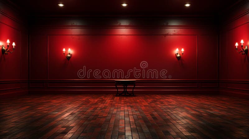 A Empty Dark Red Room Picture Close Up Stock Illustration ...