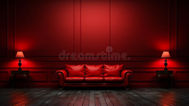 A Empty Dark Red Room Picture Close Up Stock Illustration ...
