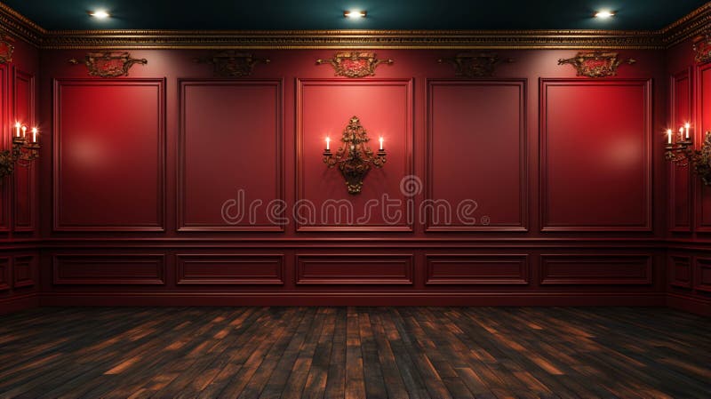 A Empty Dark Red Room Picture Close Up Stock Illustration ...