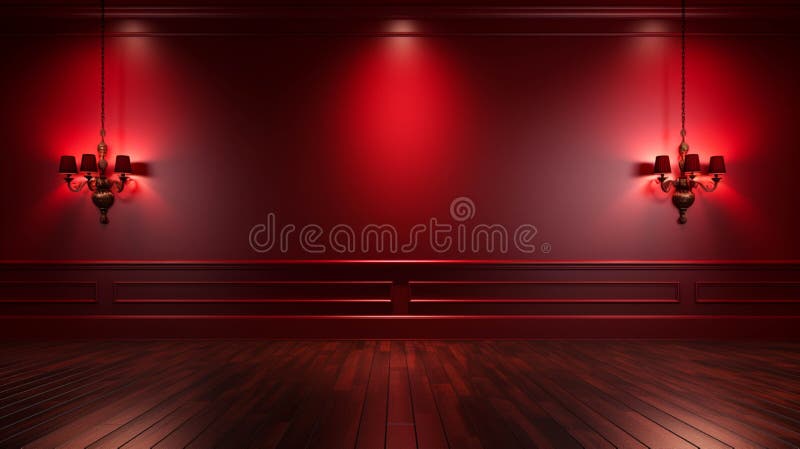 A Empty Dark Red Room Picture Close Up Stock Illustration ...