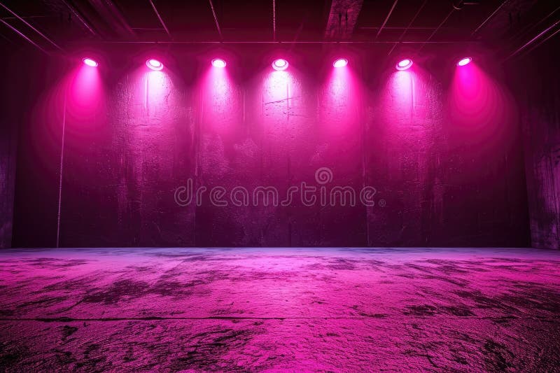 Empty Dark Red Scene Background, Neon Light and Spotlights Stock ...