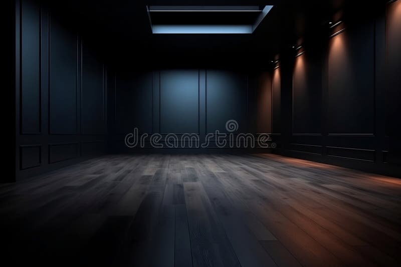 Empty Dark Room. Generative AI. Stock Illustration - Illustration of ...
