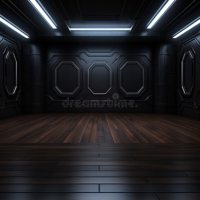 Empty Dark Room Modern Futuristic Room Generative AI Stock Illustration ...