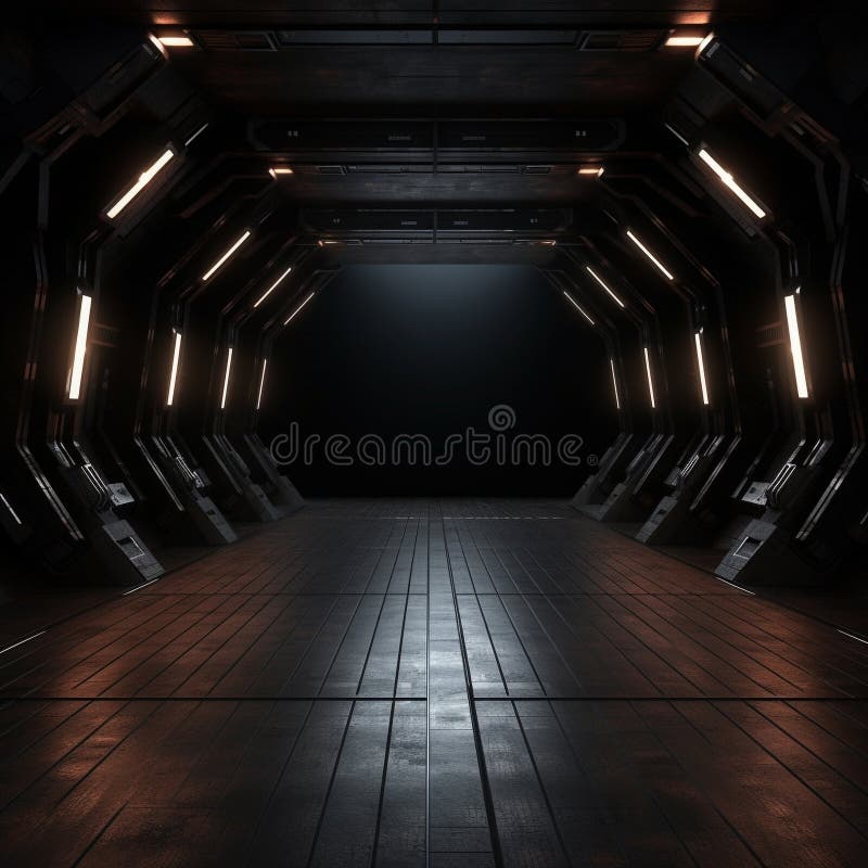 Empty Dark Room Modern Futuristic Sci-fiction Room Generative AI Stock ...