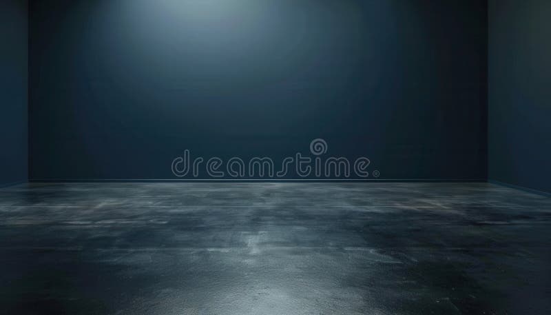 Empty Dark Room with Smooth Concrete Floor and Dim Overhead Lighting ...