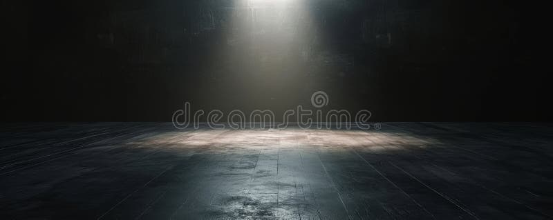 Empty Dark Room with a Spotlight on Wooden Floor Stock Image - Image of ...