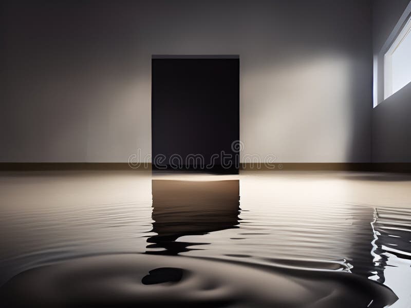 Empty Dark Room with a Window and a White Window Stock Illustration ...