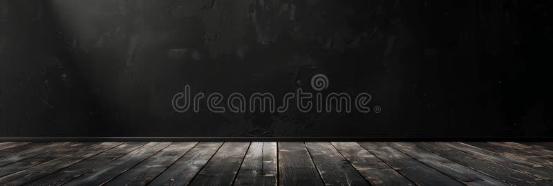 Empty Dark Room with Wooden Floorboards and Spotlight, Creating ...