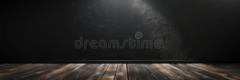Empty Dark Room with Wooden Floorboards and Spotlight, Creating ...