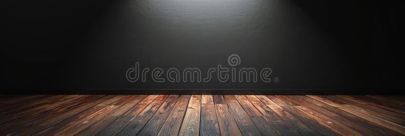 Empty Dark Room with Wooden Floorboards and Spotlight, Creating ...