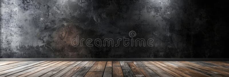 Empty Dark Room with Wooden Floorboards and Spotlight, Creating ...