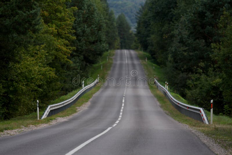 Empty Dark Rural Asphalt Highway Perspective with White Line Stock ...