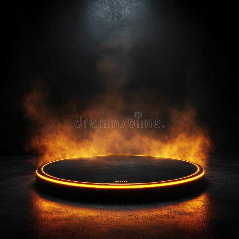 Dramatic Dark Stage with Fiery Smoke and Glowing Ring Stock ...