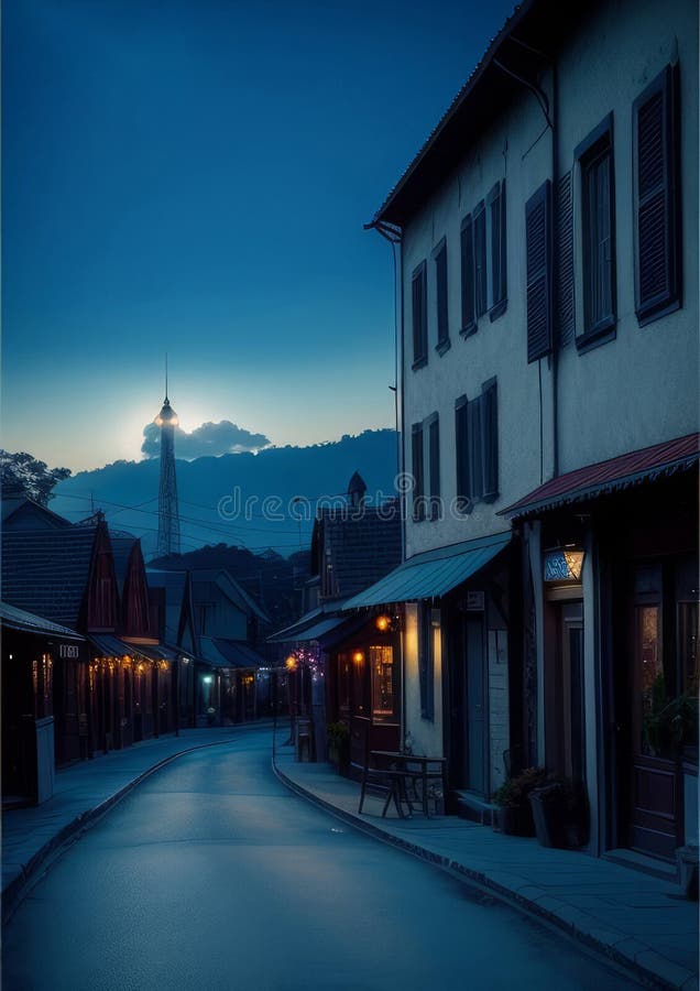 Empty Dark Street Asphalt Scene Background, Night View of the Street ...