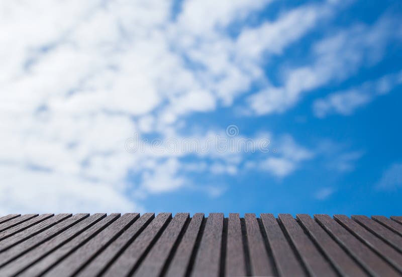 Empty Dark Wood Terrace. with a Beautiful Backdrop of Beautiful Stock ...