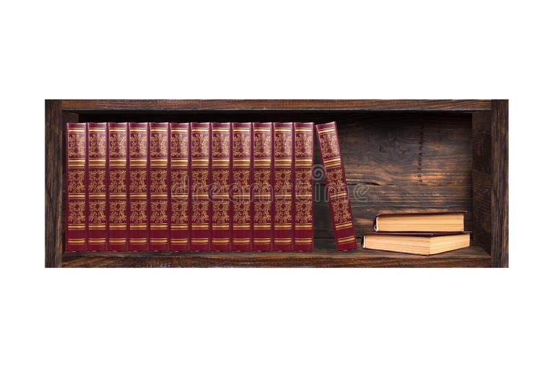 Empty, Dark, Wooden Bookshelf Isolated on a White Background Stock ...