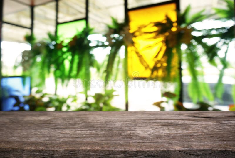 Empty Dark Wooden Table in Front of Abstract Blurred Background Stock ...