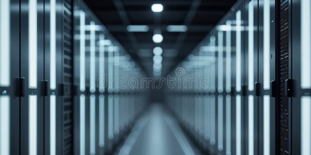 Empty Data Center Corridor with Modern Server Racks. Stock Photo ...