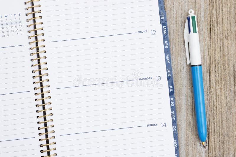 Empty Day Planner with Pen on Wood Stock Image - Image of brown, plan ...