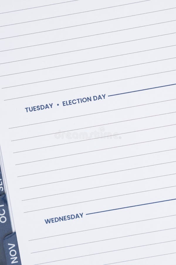 Empty Day Planner with Tuesday Election Day Stock Image - Image of ...