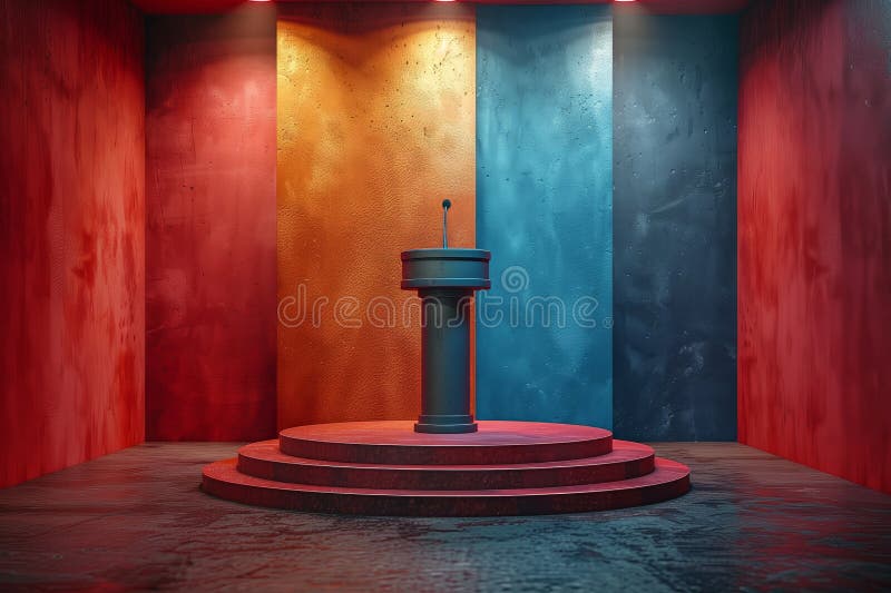Empty Debate or Presentation Stage with Colors Stock Photo - Image of ...
