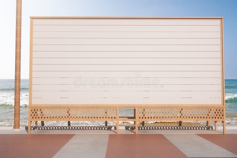 Empty Deck Beach Billboard Closeup Stock Illustration - Illustration of ...