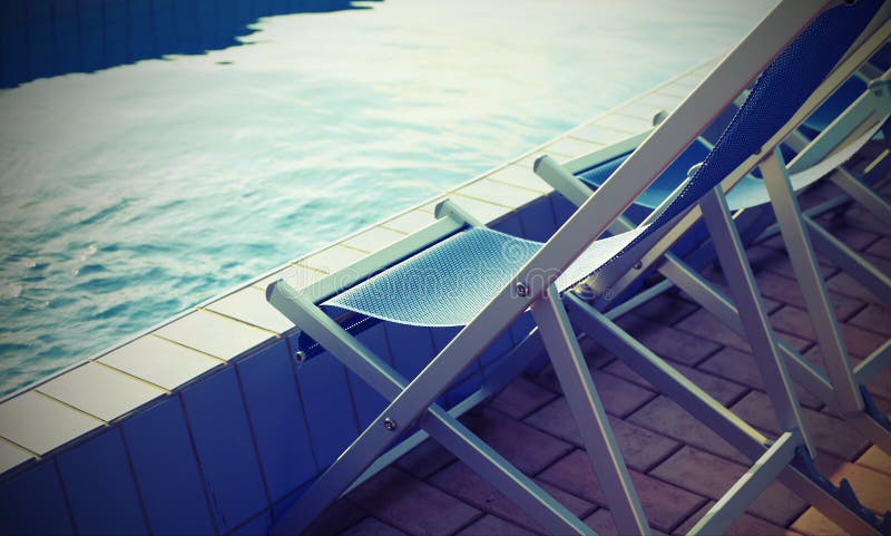 Empty Deck Chairs on the Pool Edge of the Spa without People Stock ...
