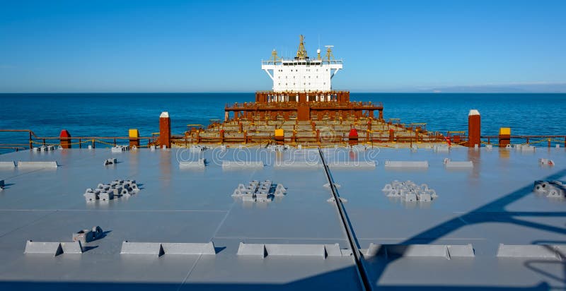 Empty Deck of Container Ship Stock Image - Image of industrial ...