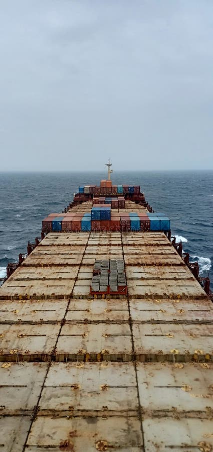 Empty Deck of a Container Vessel Stock Image - Image of ferry, ocean ...