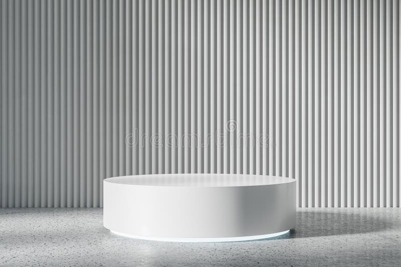 Empty Decorative Linear Wall with White Pedestal and Mock Up Place ...