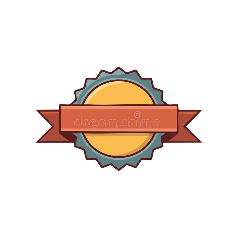 Empty Decorative Seal Badge with Blank Ribbon Banner for Customizable ...