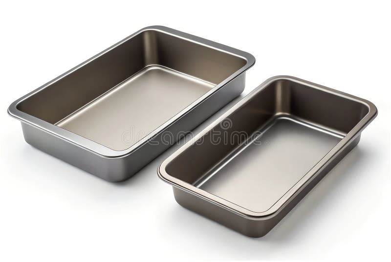 Empty Deep and Shallow Rectangular Baking Pans with Rims Ready for Use ...