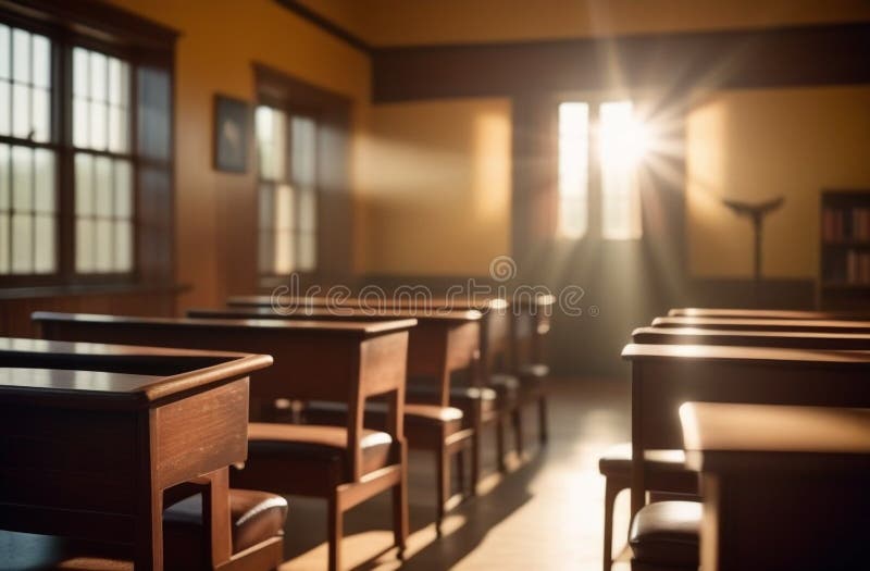 Empty Defocused University Classroom. Blurred School Classroom without ...